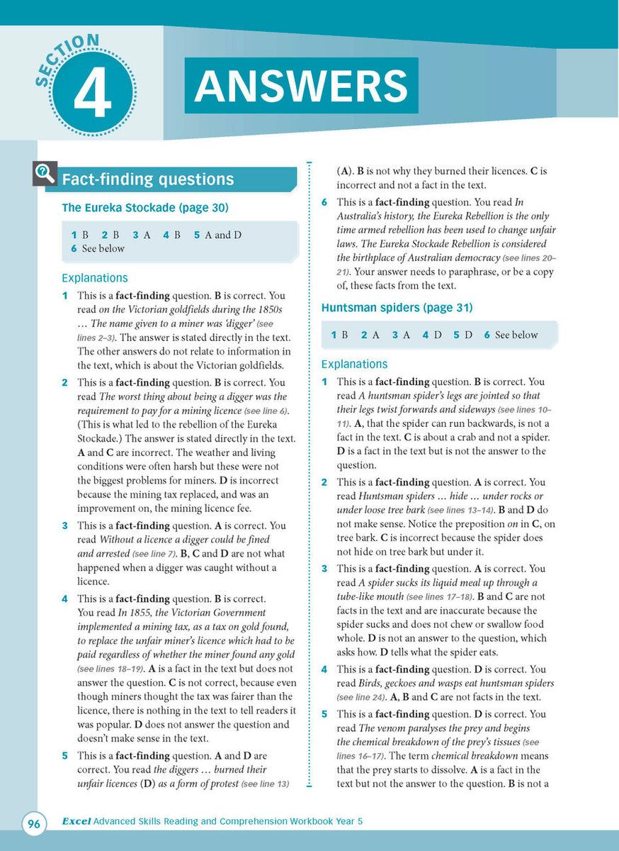 Excel Advanced Skills - Reading and Comprehension Workbook Year 5