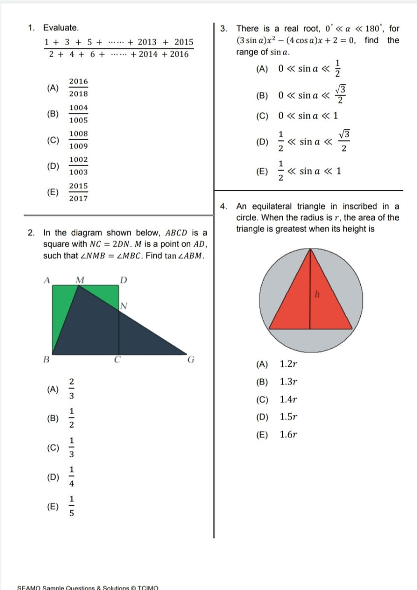 SEAMO Past Competitions 2021 Edition Paper F(17-18 Years old)-Olympiad ...