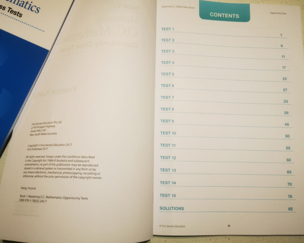 Mastering O.C. Mathematics Opportunity Class Tests Book 1 - Year 3-5 ...